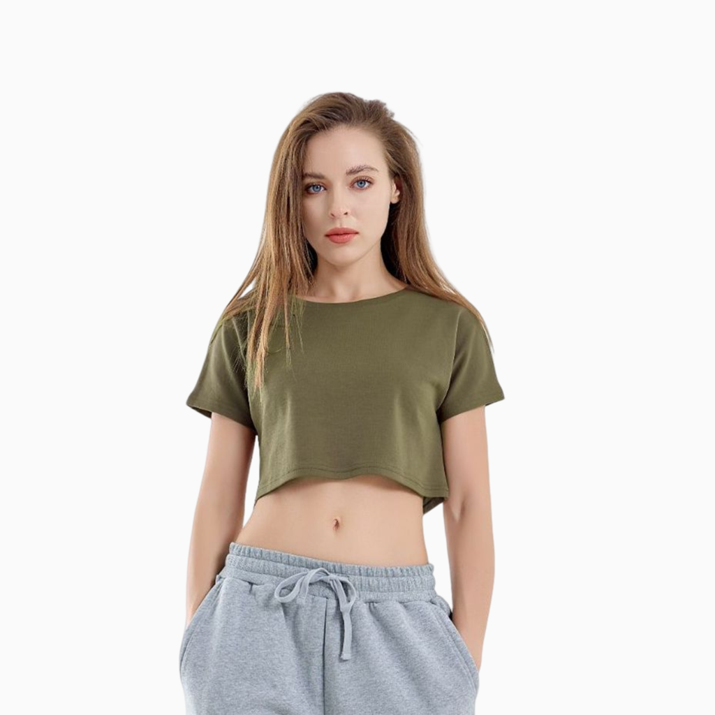 Ultra Soft Crop Top T-Shirts Dark Olive - Brandless Manufacture